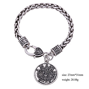 Ancient Hebrew Esoteric Tetragrammaton Pentagram Name of God Charm Wheat Chain Bracelet Blessing Jewelry for Men Women