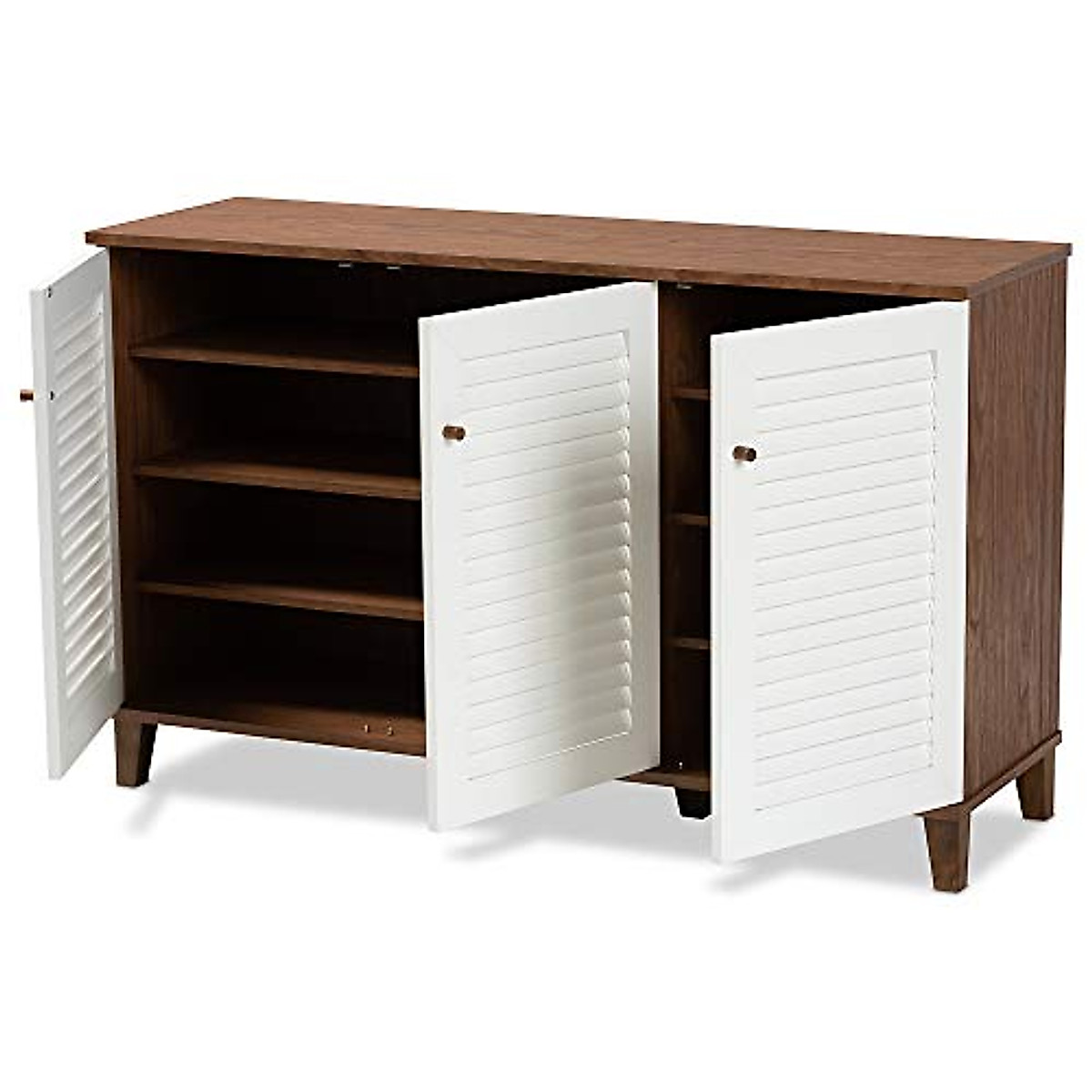 Baxton Studio Shoe Cabinets, White/Walnut