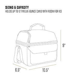 Carhartt 12 Can Two Compartment Lunch Box | Durable, Fully-Insulated Lunch Bag for Women & Men, Large Lunchbox (Black)