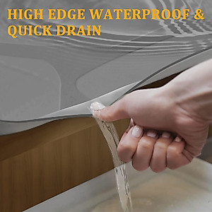 Under Sink Mats for Kitchen Waterproof, BBYUS Under Sink Mat 34" X 22" Under Kitchen Sink Mat Prevent Drips, Leaks, Large Under Sink Drip Tray, Holds UP 3.3 Gallons Liquid