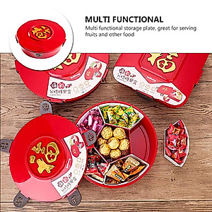 YARNOW Plastic Serving Tray for Dried Nuts, Red, 11" x 11"