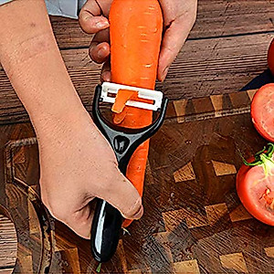 Vivid Cookware Stainless Steel Knives Set, 6 Pcs High Carbon Non Stick Large Blade Knife Block Set | 8" Chef Knife - 8" Carving knife - 8" Small Cleaver - 3.5" Paring Knife - Scissors - Ceramic Peeler