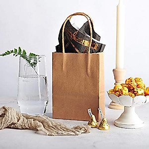 Mini Size Kraft Paper Bag with Handle Party Favours Bag 6x4.5x2.5 inch for Wedding Birthday Baby Shower Recycled Bag, Pack of 24