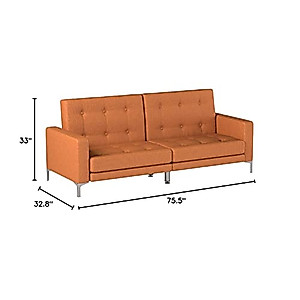 Safavieh Livingston Collection Soho Orange Tufted Foldable Sofa Bed