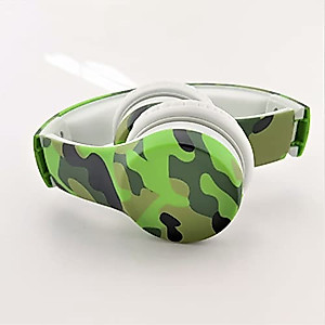 YUSONIC Kids Headphones with Graphic Design, Two Audio Port for Sharing,85 db Toddler Headphones for Kids with mic Boys Girls Baby Children Toddlers School Travel use (camo Green)