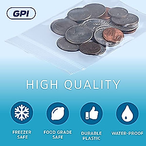 Clear Plastic Reusable Zip Bags - Bulk GPI Case of 1000 3" x 4" 2 mil Thick Strong & Durable Poly Baggies with Resealable Zip Top Lock for Travel, Storage, Packaging & Shipping.