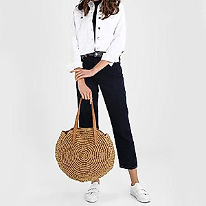 Donalworld Women Hipster Flower Cloth Crossbody Purse Straw Bag Army