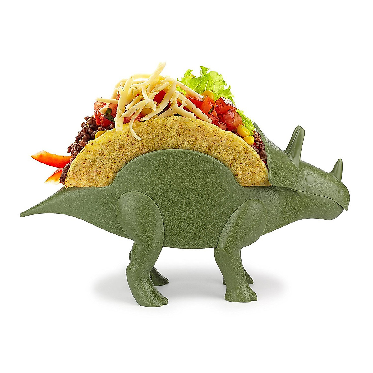 TriceraTACO Taco Holder, Set of 1 - Dinosaur Novelty Taco Stand Party Plate Serveware - Holds 2 Tacos!