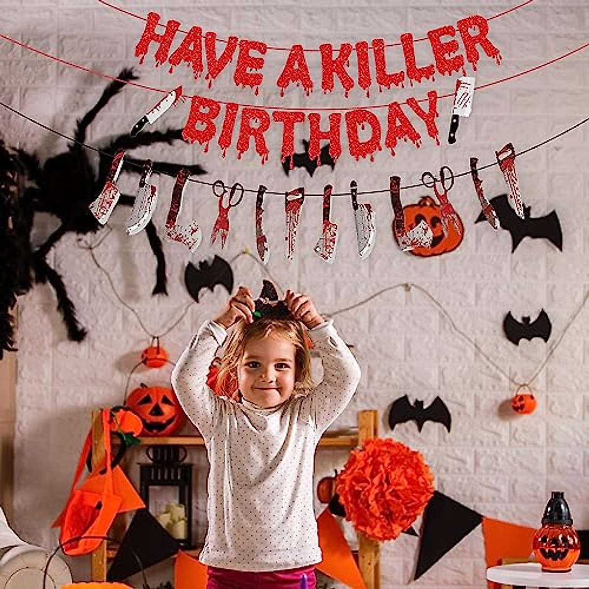 Cheerdecor Halloween Birthday Party Decorations - 3PCS Have a Killer Birthday Banners Red Bloody Horror Happy Birthday Banner Decorations Scary Halloween Birthday Banners Happy Birthday Decorations