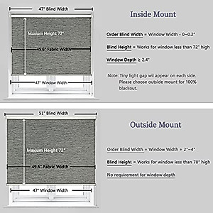 RED GRAPES Roller Window Shades,100% Blackout UV Protection Roller Blinds,Window Blind with Thermal Insulated,Window Shade for Home Office Living Room,Easy to Install(Gray, 36'')