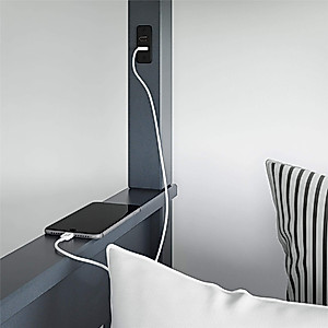 Dorel Living Moon Full Over Full Bunk Bed with USB Port, Gray