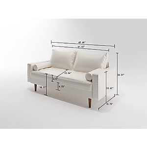 US Pride Furniture Mid Century Modern Velvet Living Room Furniture with Bolster Pillows, Button Tufted Seats, Track Arms and Solid Wood Legs, Sofa, Blue