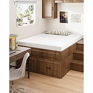 Zenzy 3" Twin Extra Long Firm Memory Foam Mattress Topper, [Removable] [Washable] Cover and [Adjustable] Straps, CertiPUR-US Certified Firm Mattress Topper Twin XL for College Dorm- Beige