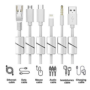 SOULWIT 20 Pcs Cable Holder, Cable Management Clips Sticky Cord Organizer Silicone Self Adhesive for Desktop USB Charging Cable Power Wire Nightstand PC Office Home (White)