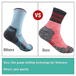 FEIDEER 5 Pairs Women's Hiking Walking Outdoor Recreation Socks Wicking Cushion Crew Socks (5WS18205-M)