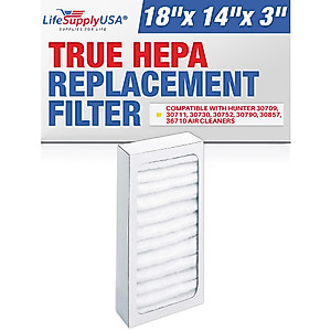 True HEPA Air Cleaner Filter Replacement 30963 Compatible with Hunter 30709, 30711, 30730, 30752, 30790, 30857, 36710 Air Cleaners by LifeSupplyUSA