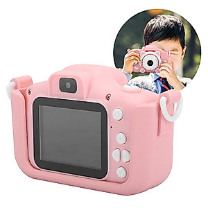 Children Mini Camera, 12MP ABS Silicone Mini Cartoon Kitty Digital Camera Toy with Double Camera for Kids ()
