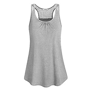 AxByCzD Womens Tanks and Camis Yoga Running Gym Workout Shirts Loose Fit Scoop Neck Ribbed Racerback Tops Casual Summer Clothing Grey XX-Large