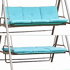 Aoodor 2 in 1 Patio Porch Swing Bed Olefin Fabric Fade Resistant Outdoor Converting Adjustable Canopy, Weather Resistant Glider with Removable 3 Seater - Teal