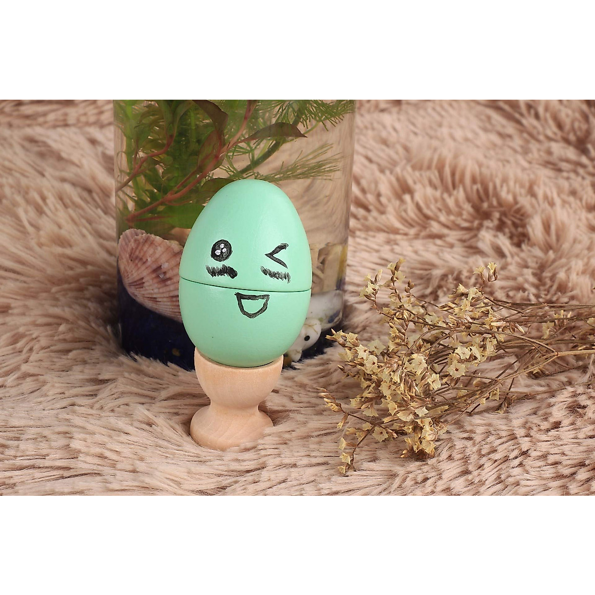 6pcs Wooden Egg Cups for Spring Easter Party Unpainted Easter Egg Holders Stands for DIY Painting Easter Craft Children's Toy