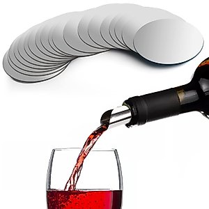Hiceeden 200 Pack Silver Wine Pourer, Thin and Reusable Wine Pouring Disc, Drop Stoping Pour Spout for Home, Bar, Restaurant, Party