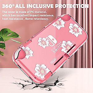 DLseego Sakura White Flower Floral Clear Switch Lite Protective Case 2-Piece Split Full Wrap PC Hard Shell Anti-Scratch All-Round Protection Cover for Switch 2019 Model