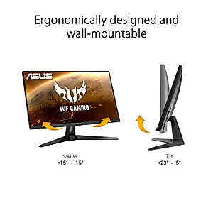 ASUS TUF Gaming VG279Q1A 27” Gaming Monitor, 1080P Full HD, 165Hz (Supports 144Hz), IPS, 1ms, Adaptive-sync/FreeSync Premium, Extreme Low Motion Blur, Eye Care, HDMI DisplayPort (Renewed)