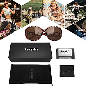 Joopin Big Leopard Sunglasses Large Tortoise Shades for Women Ladies Elegant Turtleshell Sun Glasses Polarized UV400 Brown Shady Rays Sunnies