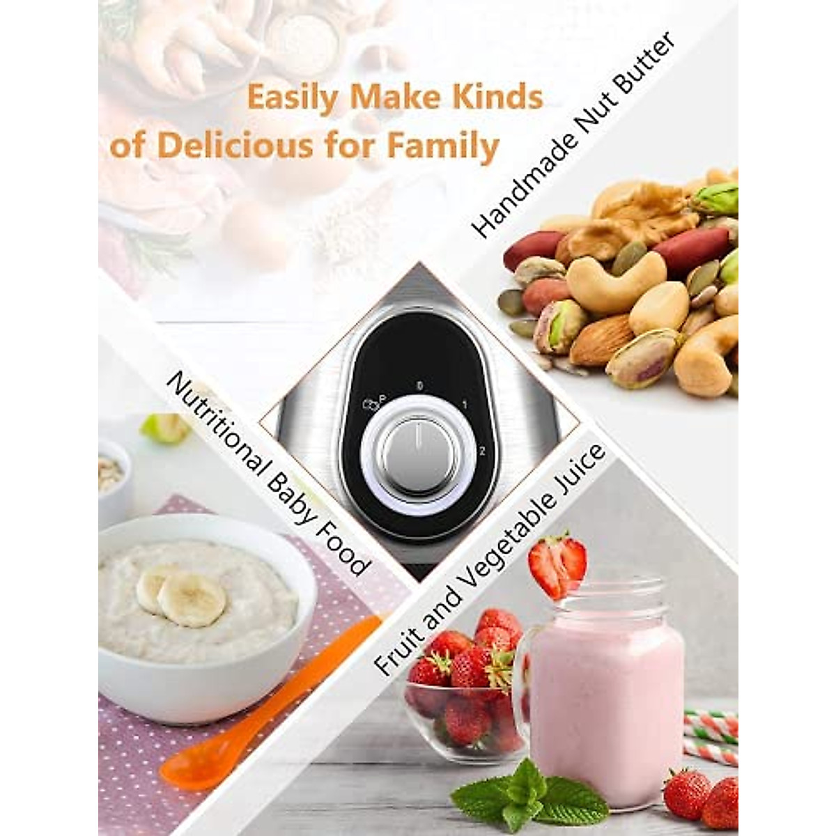 Smoothie Blender, 750W Blenders for Kitchen, Blender for Shakes and Smoothies with 48 oz Tritan Glass Jar, Professional Kitchen Blender, 6 Stainless Steel Blades, 2 Adjustable Speed and Pulse Function