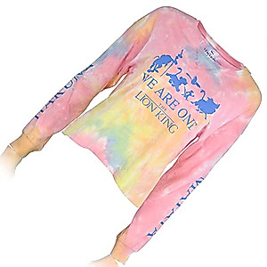 Disney Ladies Lion King Fashion Top - Hakuna Matata Clothing Lion King Tie Dye Long Sleeve Crop Tee (Tie Dye, Medium)