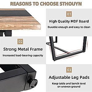 STHOUYN 71" 6ft Large Dinner Table for 6 8 Seat Dining Room Table, Rectangular Farmhouse Modern Kitchen Long Black & Brown Industrial Conference (Brown)