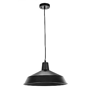 Globe Electric 65155 1-Light Industrial Warehouse Pendant, Matte Black, E26 Base Socket, Kitchen Island, Café, Decorative, Ceiling Hanging Light Fixture, Modern, Vintage, Home Improvement