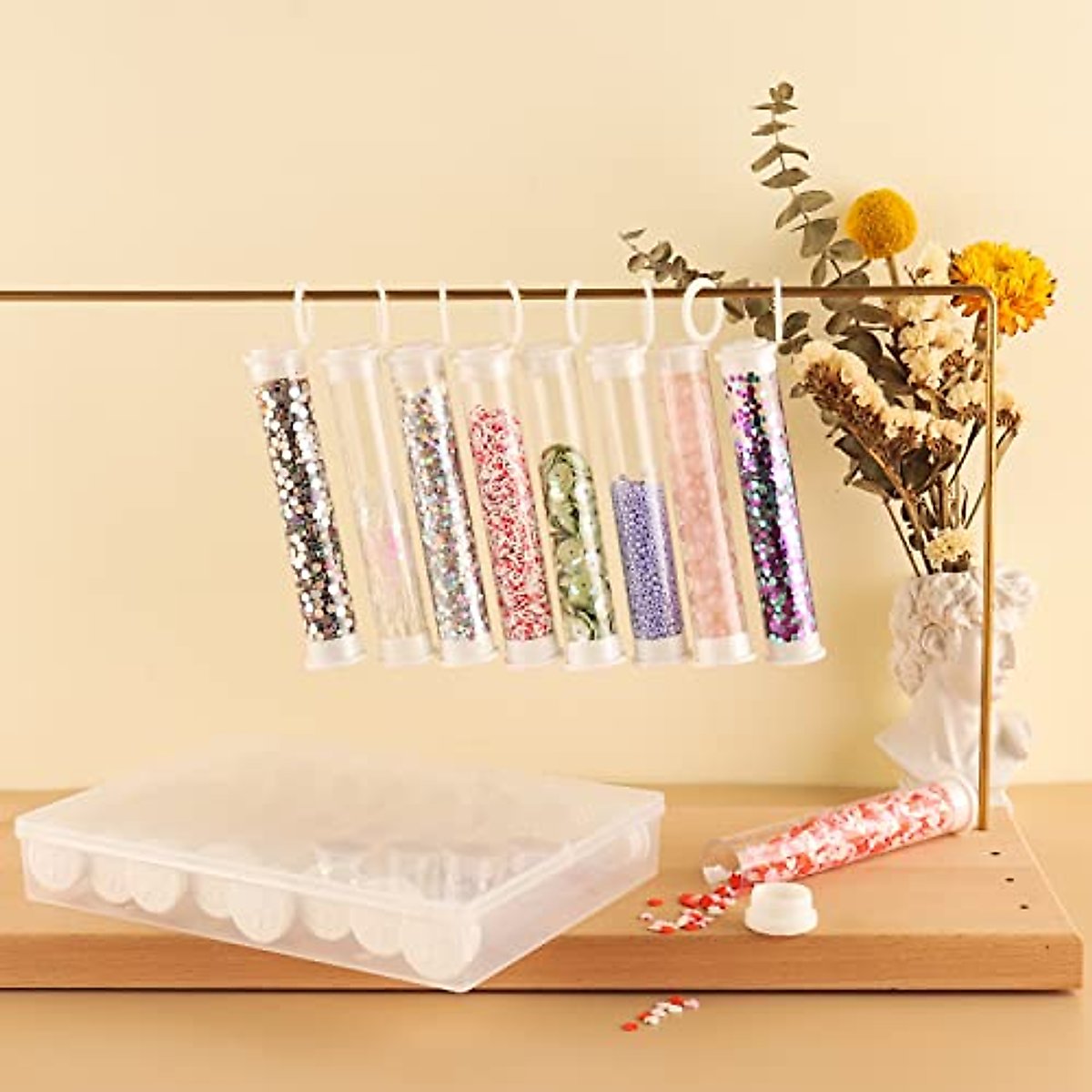 10 PCS Clear Plastic Tube Bead Containers,Transparent Plastic Empty Storage Tube Bead Container Set Organizer Boxes with Lid Test Bottles Clear Embellishment Storage Tubes for Crafts Storage Projects