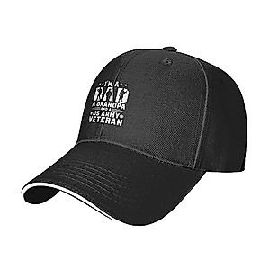 I'm A Dad Grandpa and A US Army Veteran Nothing Scares Me Baseball Cap Sports Beach Back Buckle Brim Adjustable Hat