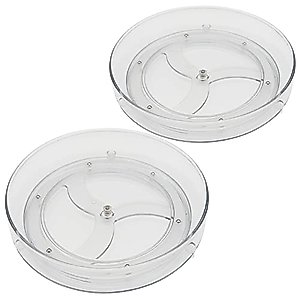 Lazy Susan Turntable Storage Organizer 2 Pcs，Kitchen Spice Rack，Rotation Clear Cupboard Turntable,Dressing Table Storage Rack,Use for Kitchen Dining Room Cabinet Refrigerator Bathroom and Powder Room