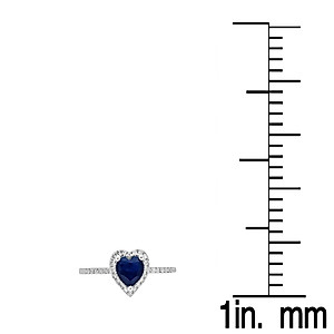 Dazzlingrock Collection 10K Heart Cut Blue Sapphire & Round White Diamond Heart Engagement Ring, White Gold, Size 6.5