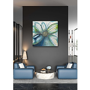 V-inspire Art,36x36 Inches Modern Abstract Hand Painted Acrylic Oil Painting for Living room Bedroom Wall Art Canvas Art Wall Colorful Flower Square Wood Frame Palette Knife Painter Ready to Hang