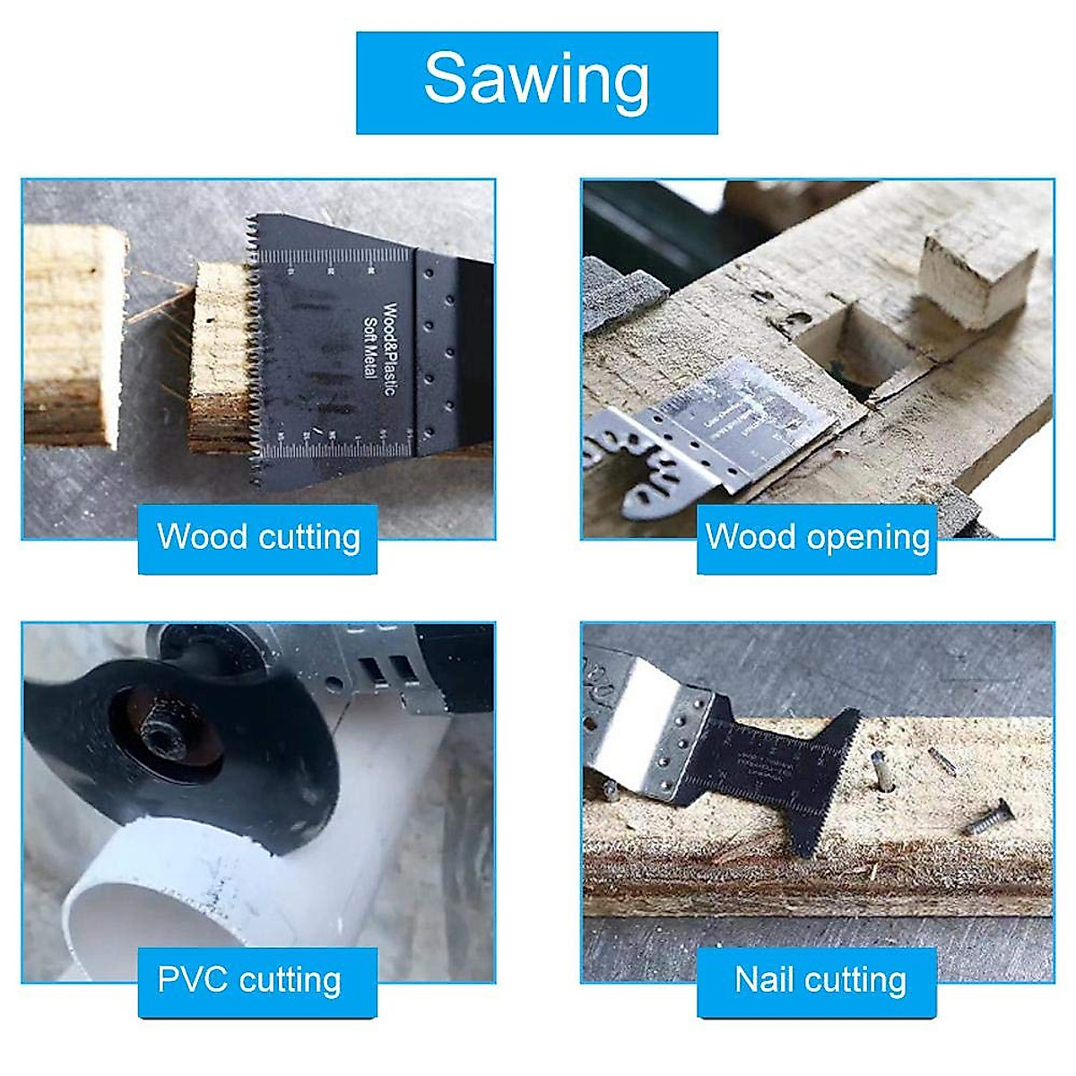 Saw Blades Carbide 108PCS Universal Oscillating Multitool Saw Blades High-Carbon Steel Cutting Polishing Tool Set Compatible for Bosch Multi-X