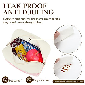 Generic HOPROSE Lunch Bags for Women Men Adults, Insulated Leakproof Lunch Box Large Capacity Lunch Tote Bag, Reusable Cooler Lunch Container for Work/Picnic/Camping (Pink with White), #1801