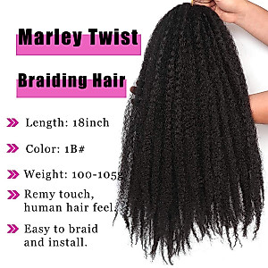 1 Pack 18 Inch Marley Braiding Hair Twists Marley Twist Braids Hair Long Afro Kinky Marley Hair for Butterfly Locs Crochet Hair(1B#)