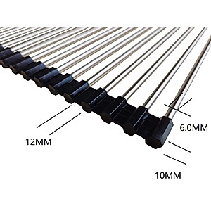 SHUYUE Roll Up Dish Drying Rack Over The Sink Dish Drying Rack Portable Stainless Steel Rolling Rack Kitchen Rolling Dish Drainer Sink Rack Mat Dish Racks for Kitchen Sink Counter (Black)