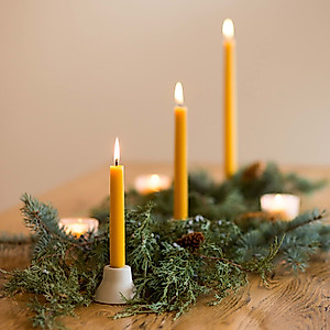 Bluecorn Beeswax 100% Pure Beeswax Taper Candles | Natural Beeswax Candles, Yellow Unscented Tapered Candles | Soy, Paraffin & Fragrance Free | 12 Inch Candles, Bulk 8-Pack | Handmade in Colorado