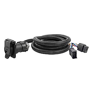 CURT 56071 7-Foot Vehicle-Side Truck Bed 7-Pin Trailer Wiring Harness Extension, Select Dodge Ram 1500, 2500, 3500, Dakota , Black