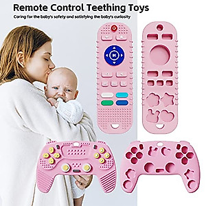 2-Pack Baby Teether Toys Silicone Toddler Sensory Toy Chew Toys Educational, TV Remote Control Shape Teething Toys for Babies 6-18 Months (Black)