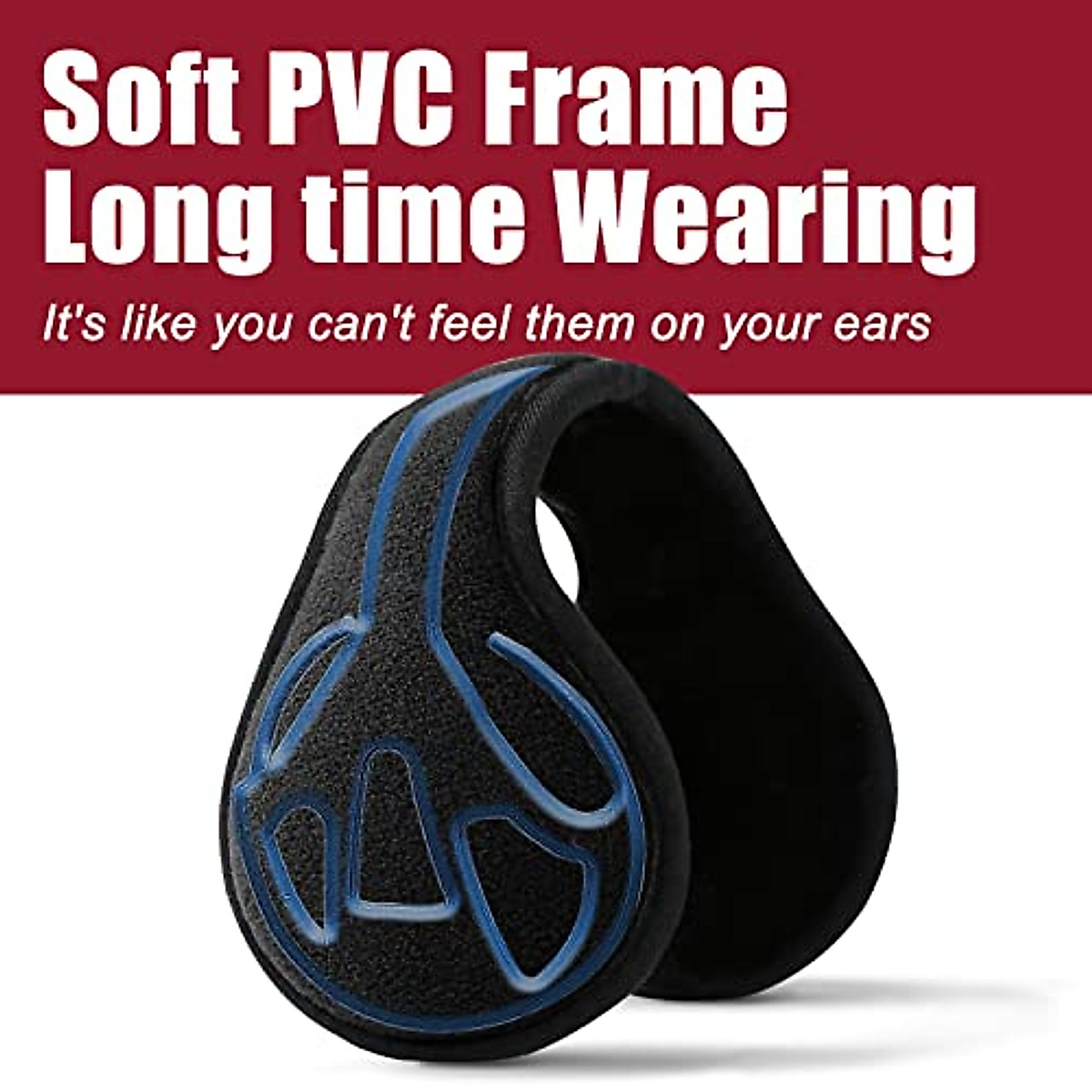 GERGELLA Ear Warmers For Men Women Foldable Fleece Unisex Winter Warm Earmuffs For Cold Winters,Biking,Adjustable,Protects Ears (Black-2 PSC)