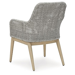 Signature Design by Ashley Seton Creek Outdoor Dining Arm Chair, Set of 2, 25" W x 24" D x 36" H, Light Brown & Light Gray