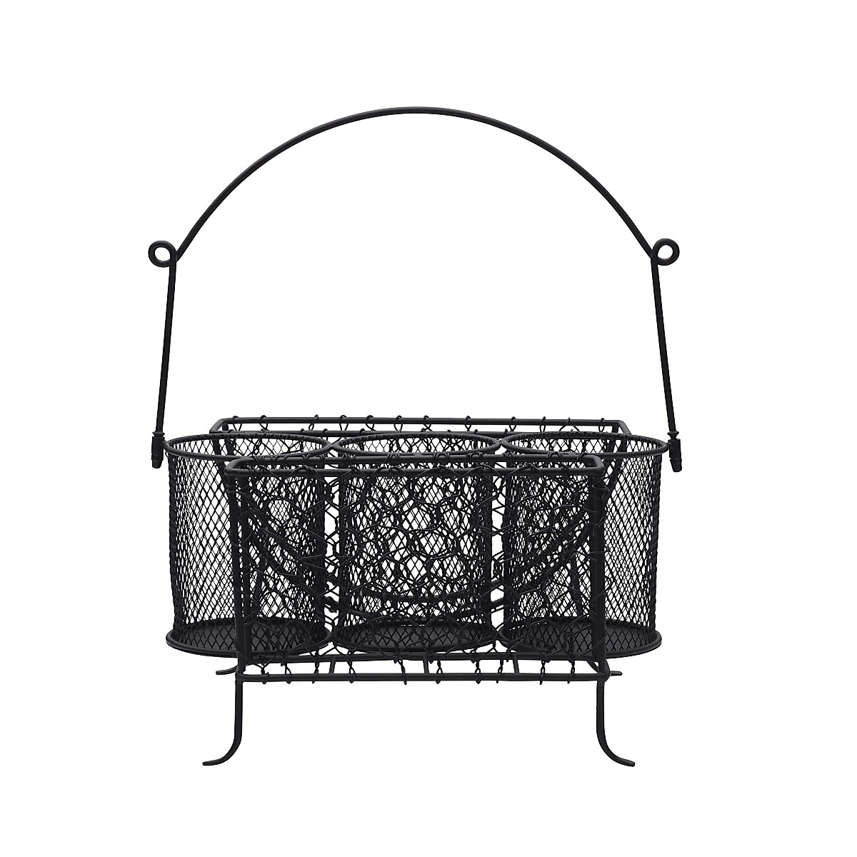 Gourmet Basics by Mikasa Farmer's Market Picnic Hostess Storage Flatware Caddy, 14-Inch, Black