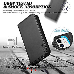 TUCCH Wallet Case for iPhone 12 Pro/iPhone 12 5G, Premium PU Leather Flip Folio Cover with Card Slot, Stand Book Design [Shockproof TPU Interior Case] Compatible with iPhone 12/12 Pro 6.1-inch, Black