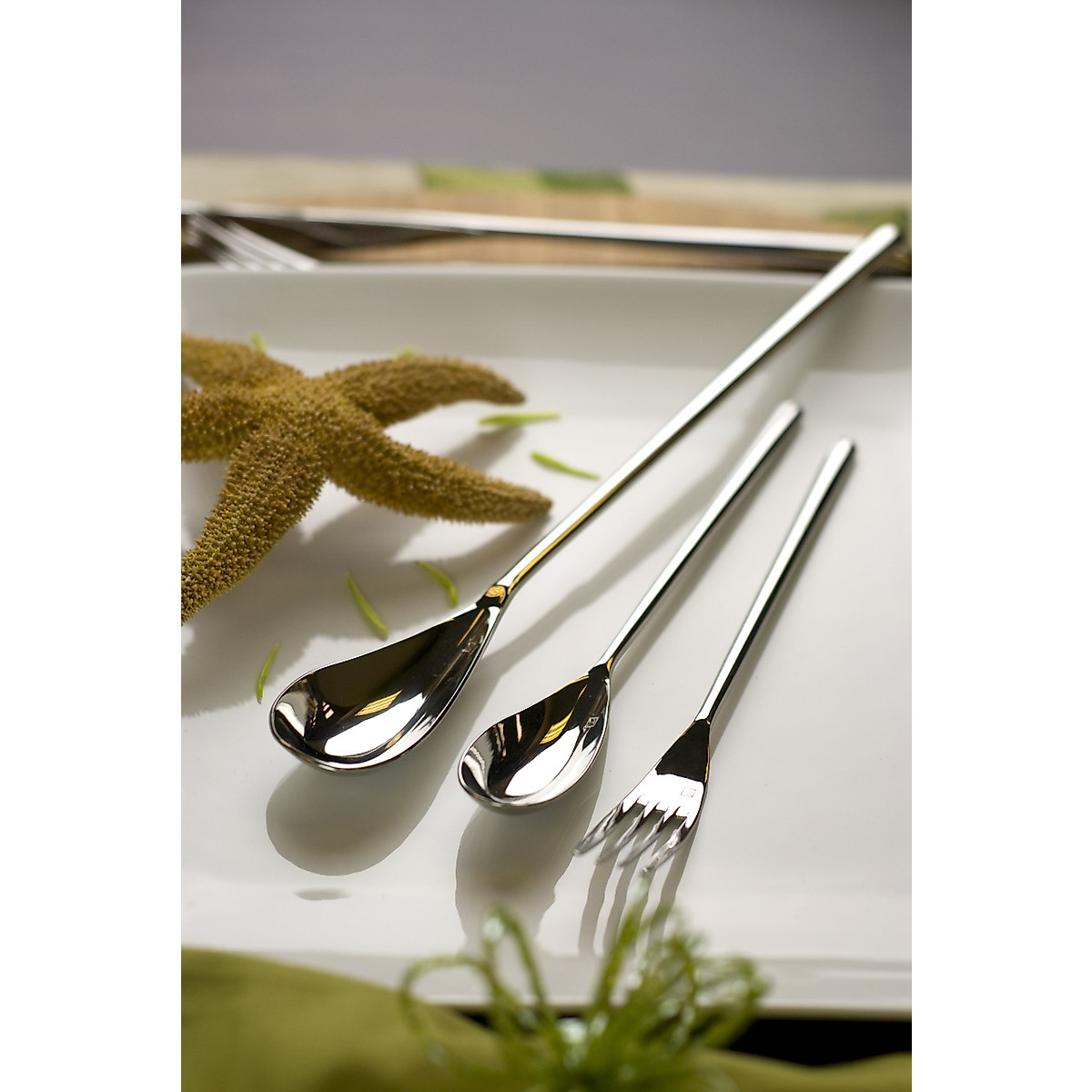 Fortessa Dragonfly 18/10 Stainless Steel Flatware Dessert/Tea Spoon, 7-Inch, Set of 12