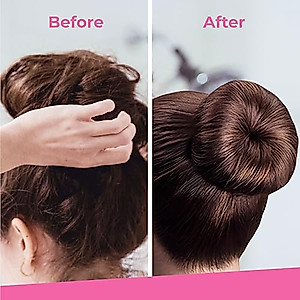 Hawwwy 3 Piece Hair Bun Maker - Easy Hair Bun Roller and Bun Donut for Quick Updos - Snap-and-Roll Bun Hair Tool - Perfect Bun Tool for Kids, French Twist, and Hair Updo Tool - 3 Pack Brown